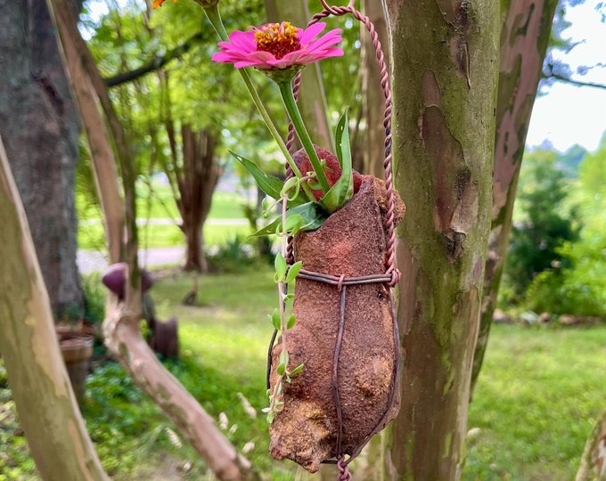 Natural Hanging Planter, Outdoor or Indoor Planter, Kentucky Creek Rock ...