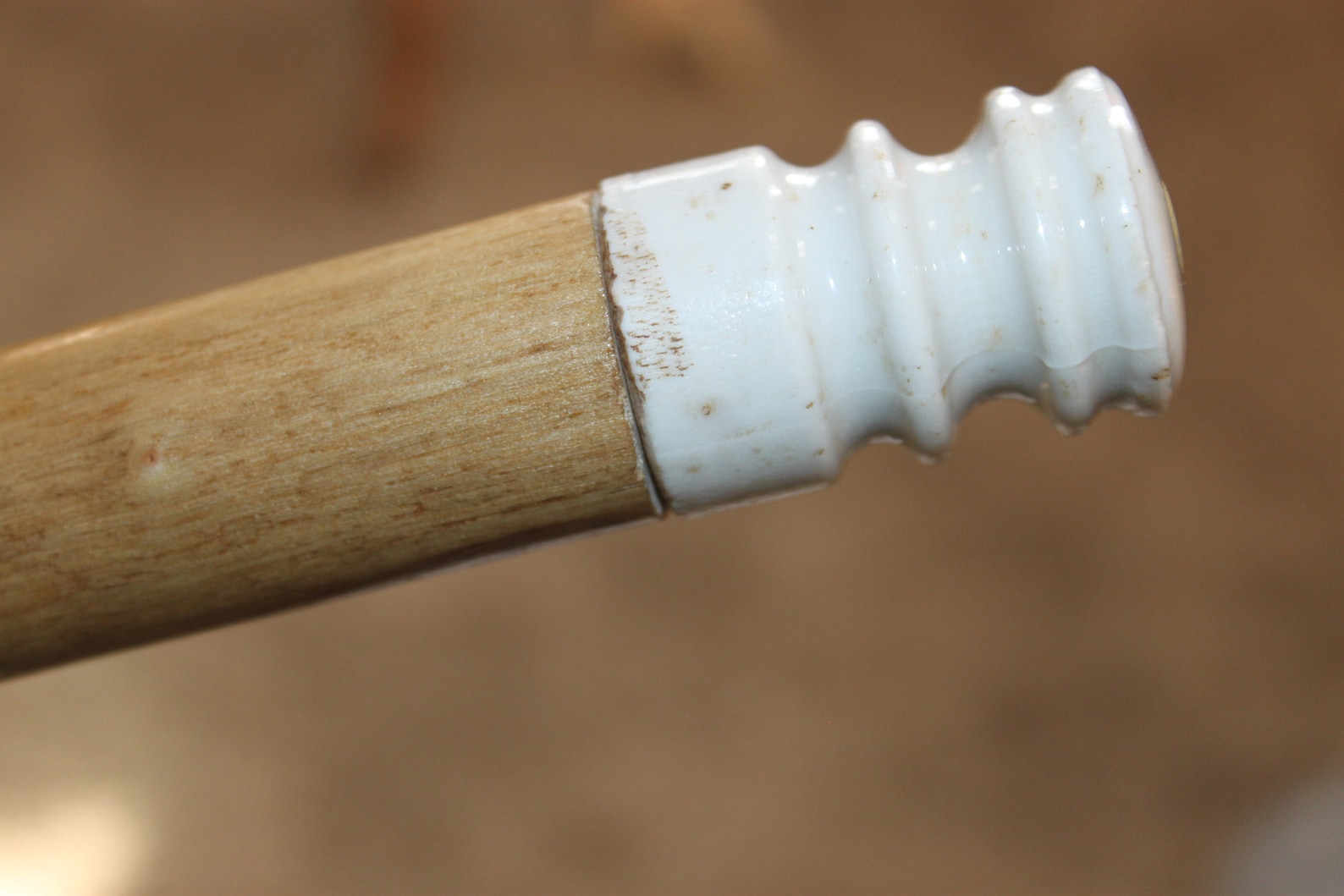 Twisted Sassafras Wood Cane With Antique Porcelain Insulator Knob ...