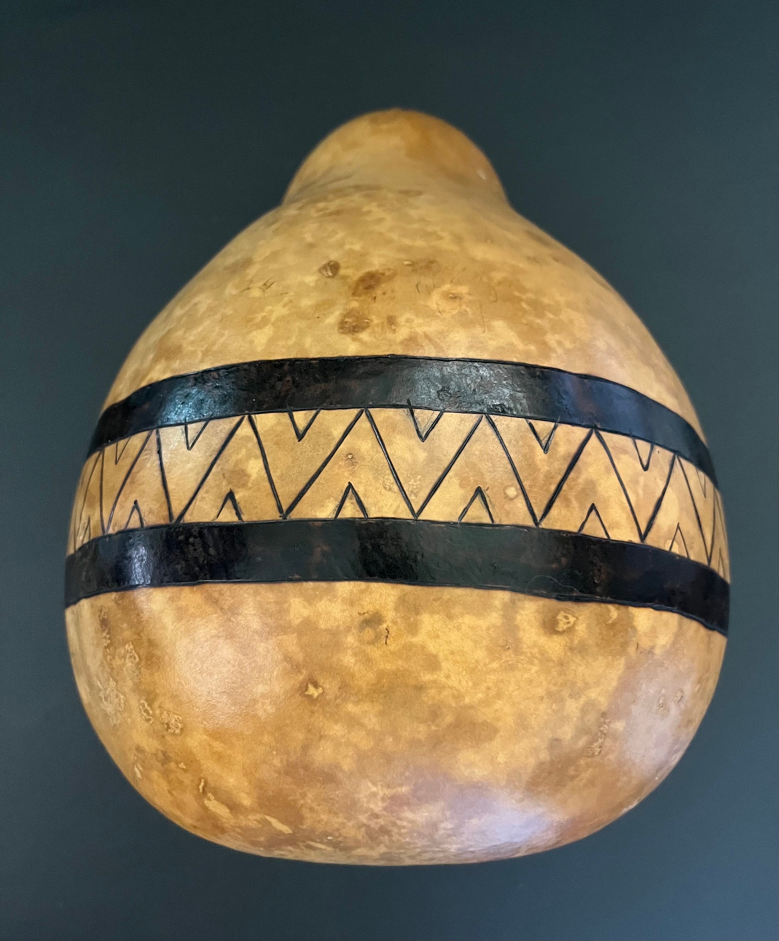 Gourd Art, Gourd With Wood Burned Southwestern Design, Decorative Gourd ...