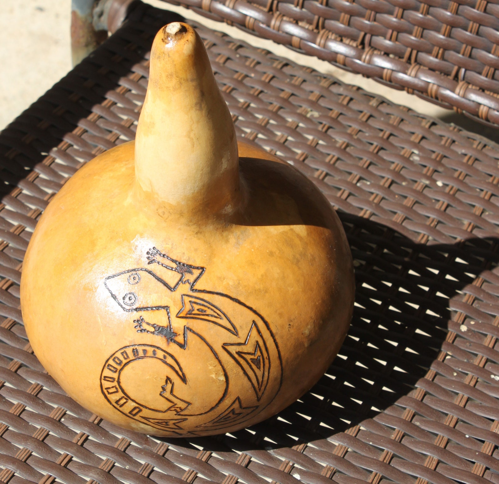 Gourd Art, Decorative Gourd, Gourd With Wood Burned Lizard, Gourd ...