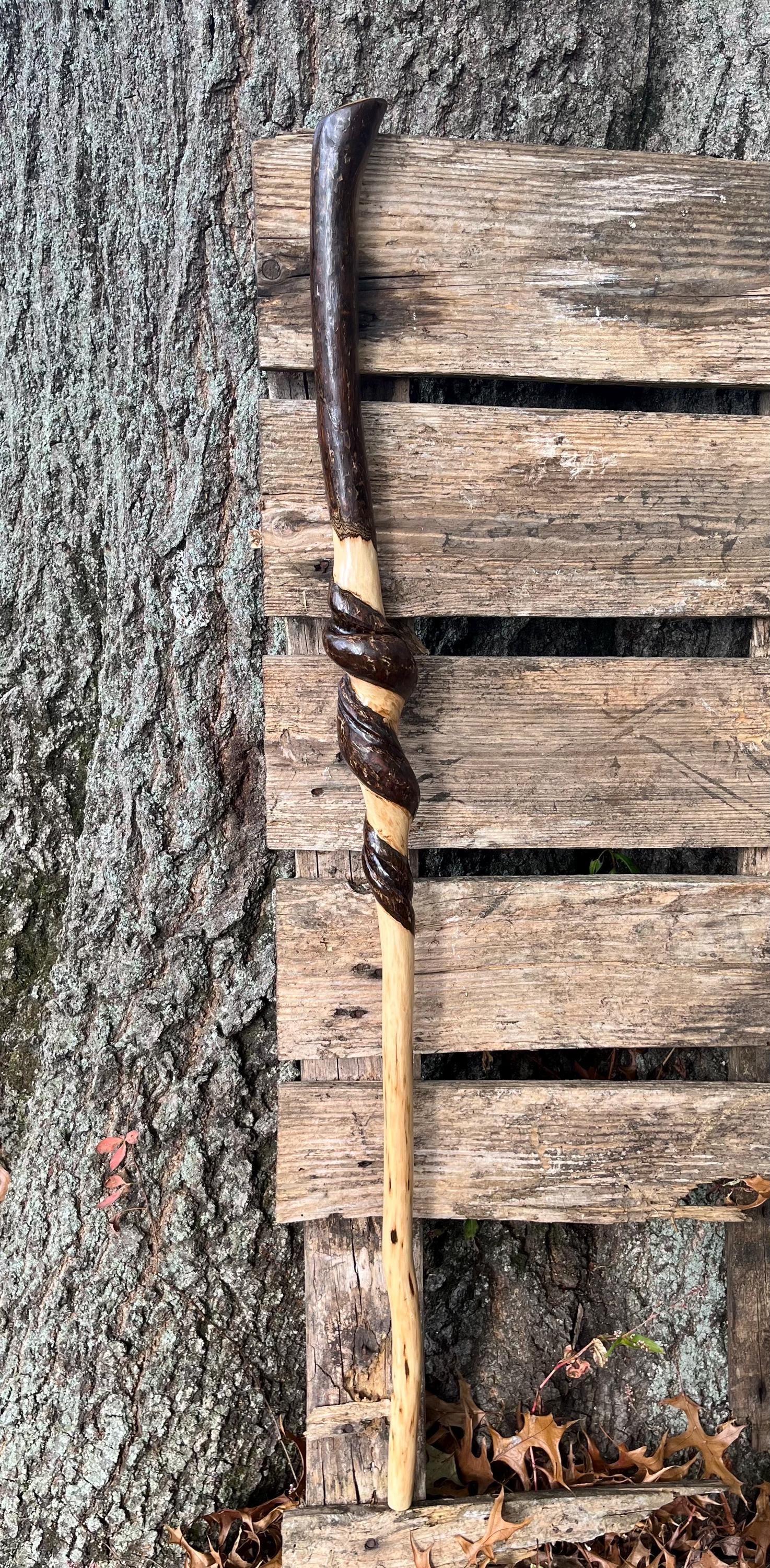 Twisted Hard Wood Cane, Walking Stick, Gentleman's Cane, Trekking Pole ...