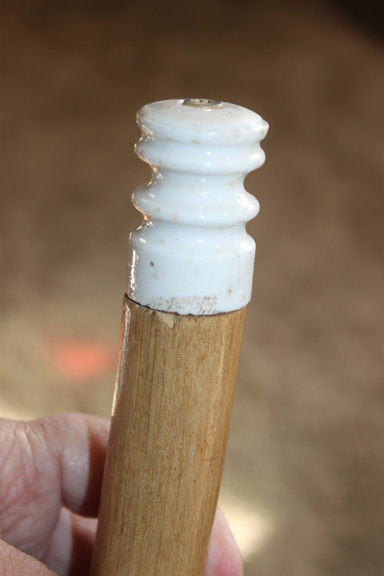 Twisted Sassafras Wood Cane With Antique Porcelain Insulator Knob ...