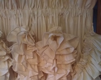 Off White Ecru Parchment Double Ruffle Balloon Curtain Valance - Etsy