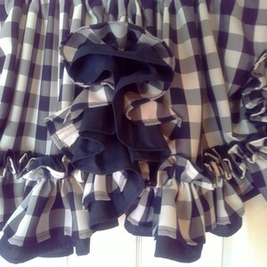 Buffalo Navy Blue and White Double Ruffle Valance - Etsy