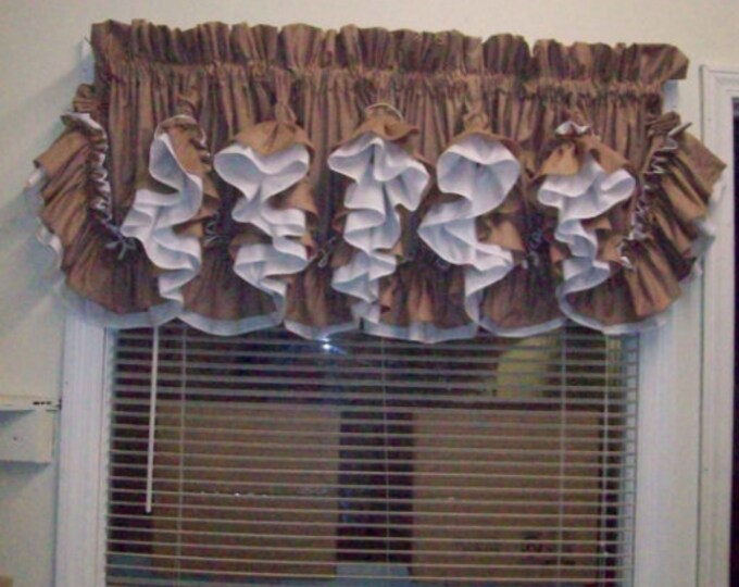 Tan Taupe and White Double Ruffle Valance - Etsy