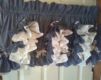 Red and White Buffalo Check Double Ruffle Valance | Etsy