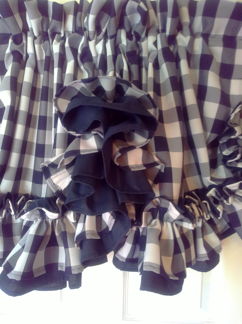 Buffalo Navy Blue and White Double Ruffle Valance - Etsy
