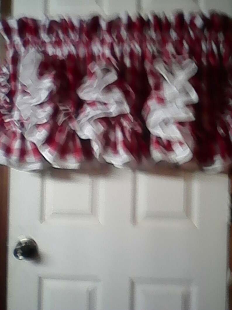 Red and White Buffalo Check Double Ruffle Valance - Etsy