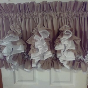 Tan, Taupe and White Double Ruffle Valance - Etsy