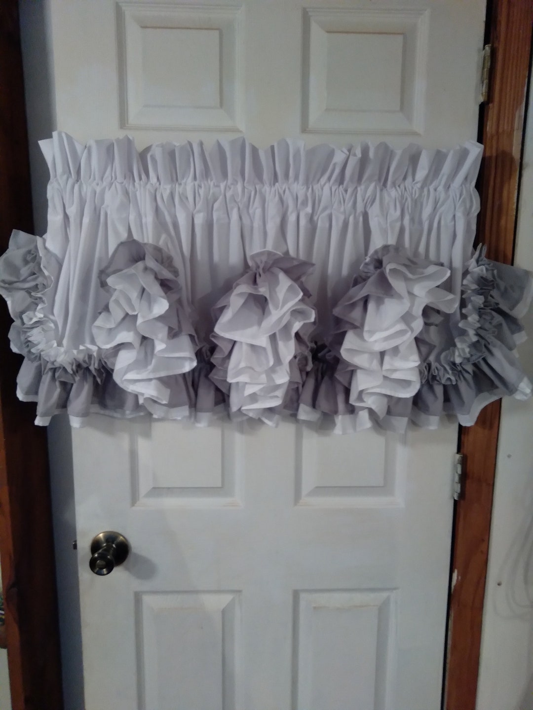 Gray / White Double Ruffle Valance - Etsy
