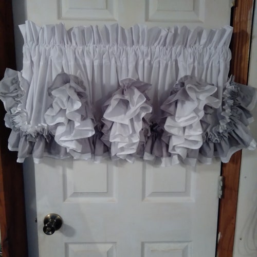 Black and White Toile Double Ruffle Balloon Valance - Etsy