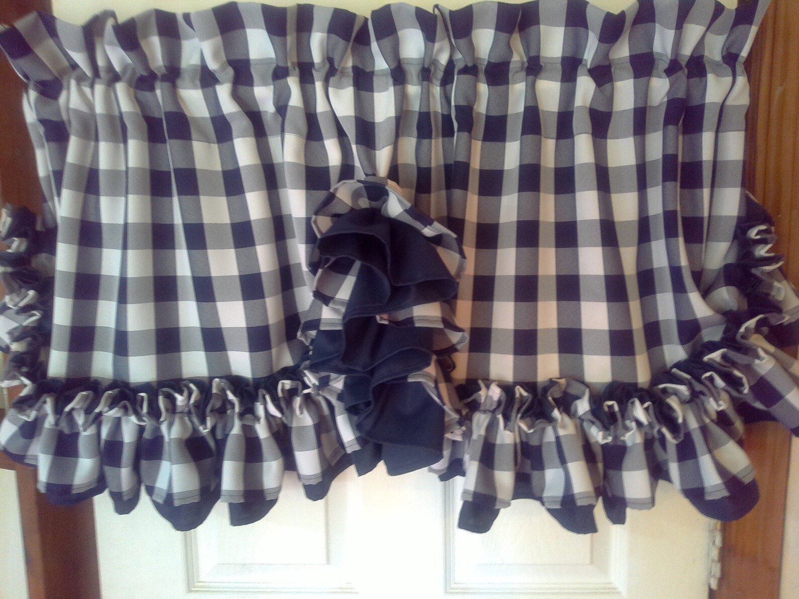 Buffalo Navy Blue and White Double Ruffle Valance - Etsy