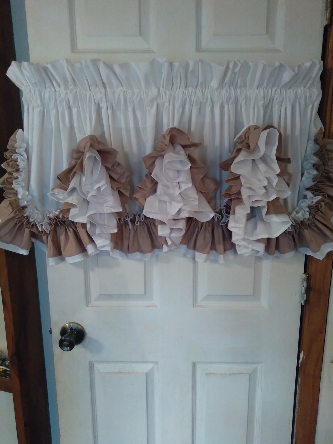 Taupe/tan and White Double Ruffle Window Treatment - Etsy