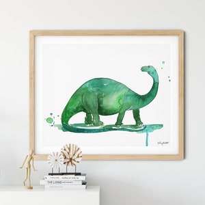 Brontosaurus Print, Dinosaur Nursery Art, Dinosaur Watercolor, Kids ...