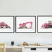 Set of 3 Pink Construction Vehicle Prints Kids Gallery Wall | Etsy