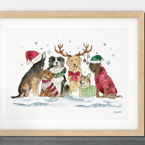 Christmas Dog Art Print Happy Howlidays Holiday Decor | Etsy