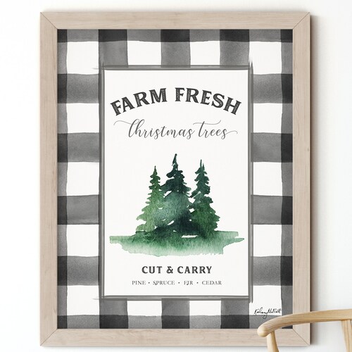 Red Buffalo Plaid Farmhouse Christmas Wall Art Set Christmas | Etsy