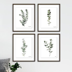 Eucalyptus Print Set of 4, Watercolor Painting, Gallery Wall Set ...