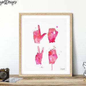 Love Sign Language Print, ASL Love Art, Valentines Day Art Print ...