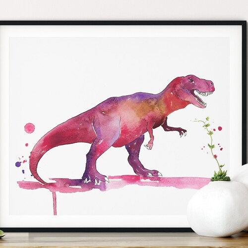 Tyrannosaurus Rex Print Dinosaur Art T-rex Watercolor - Etsy