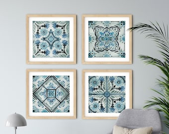 Spanish Tiles, Kitchen Wall Art, Bathroom Decor, Gallery Wall Print Set ...