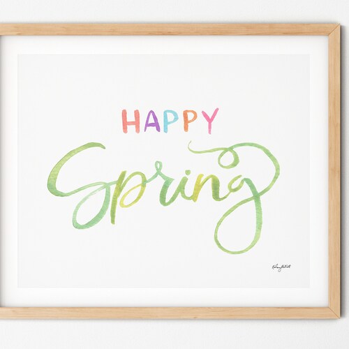 Happy Spring Print Spring Sign Farmhouse Pastel Home Decor - Etsy