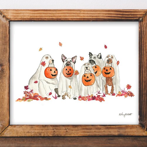 Halloween Dogs Art Print Dog Costume Fall Home Decor Fall - Etsy