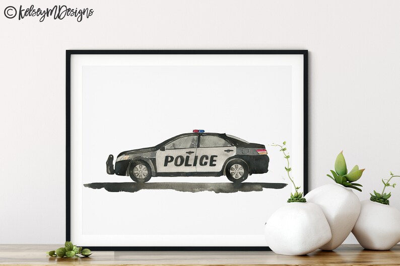 Police Car Print Watercolor Painting Police Wall Art - Etsy