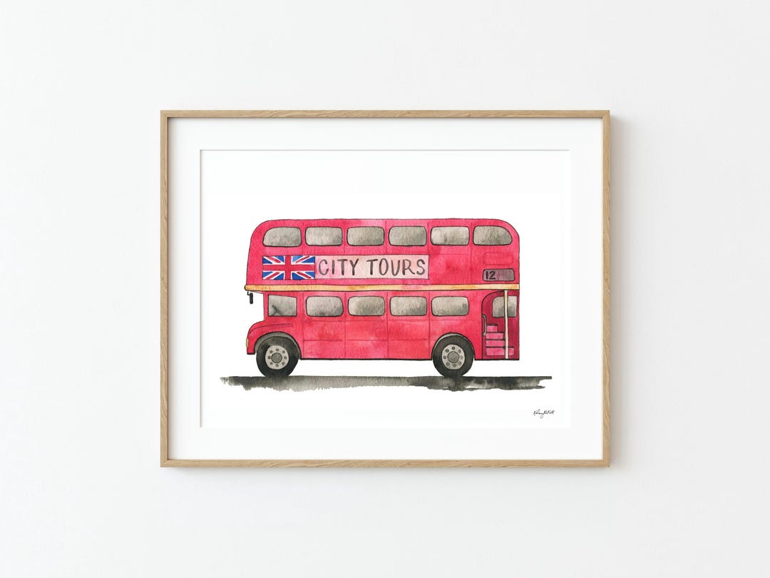 Double Decker Bus Wall Art, Transportation Vehicle Decor, London Bus ...