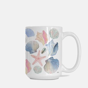 Sea Shells Coffee Mug, Coastal Coffee Mug, Summer Decor, 15 Oz Mug ...