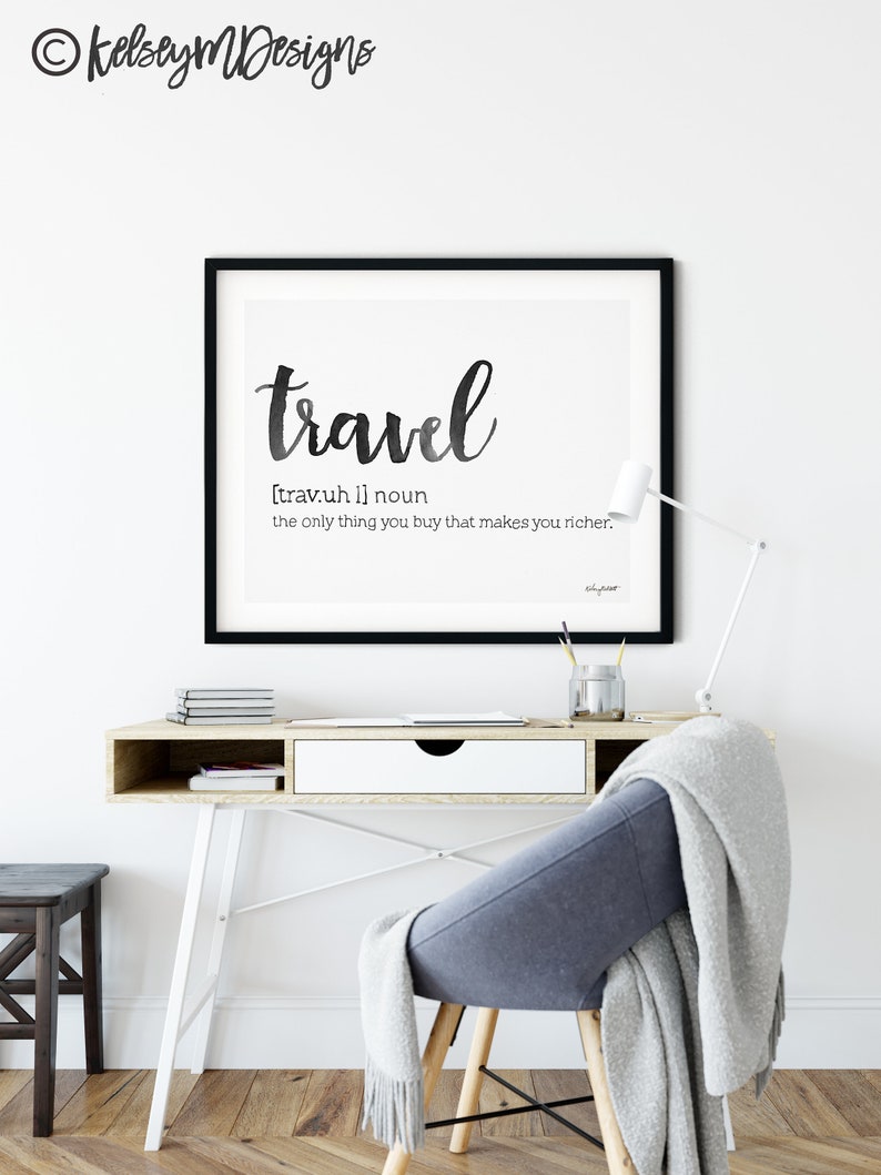 Travel Definition Print Wall Art Prints Quote Print | Etsy