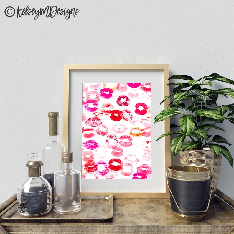 DIGITAL DOWNLOAD Pink Lips Printable Lips Wall Art Fashion | Etsy