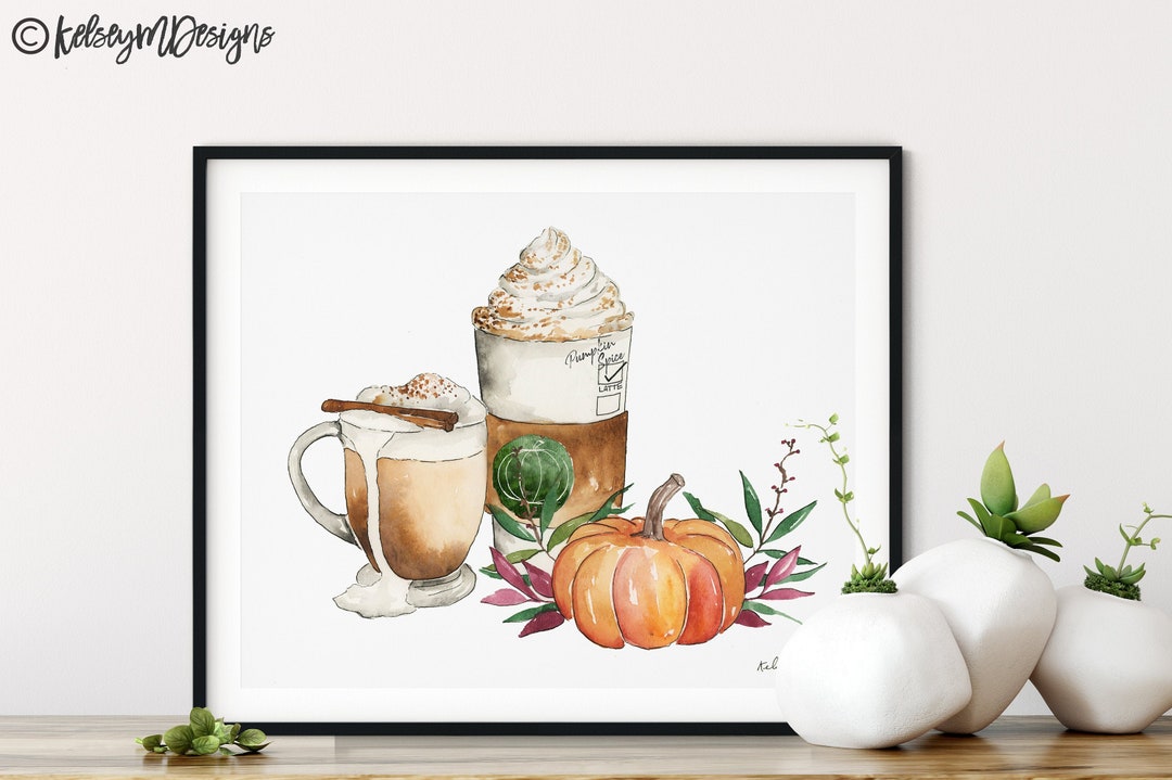 Pumpkin Spice Latte Wall Art, Kitchen Decor, Fall Home Decor, Fall Art ...