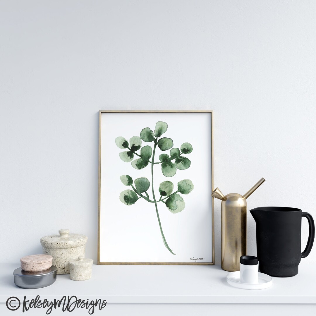 Eucalyptus Leaves Wall Decor Green Leaf Botanical Watercolour Print ...
