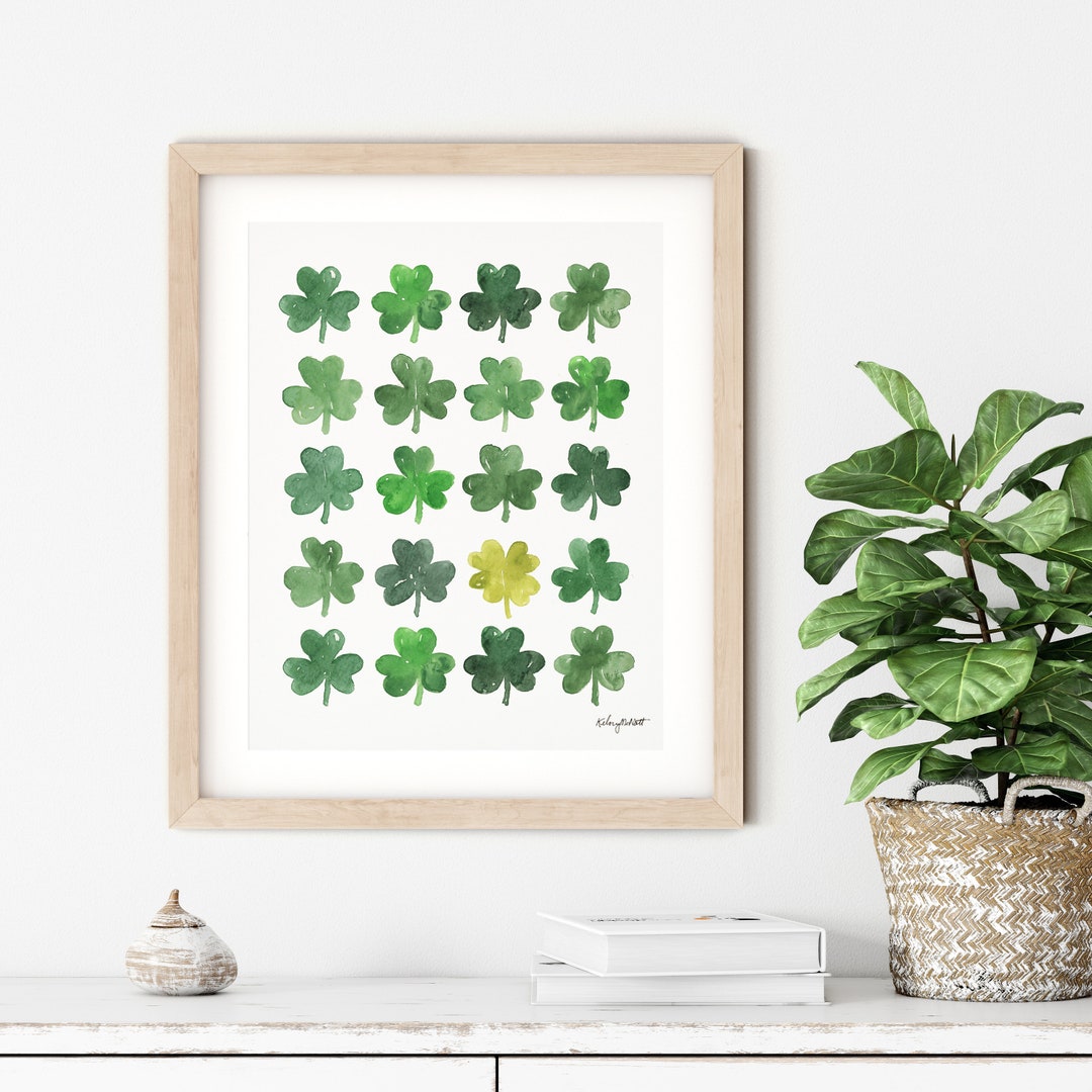 Green Shamrock Print, St. Patrick's Day Sign Farmhouse, Shamrock Decor ...