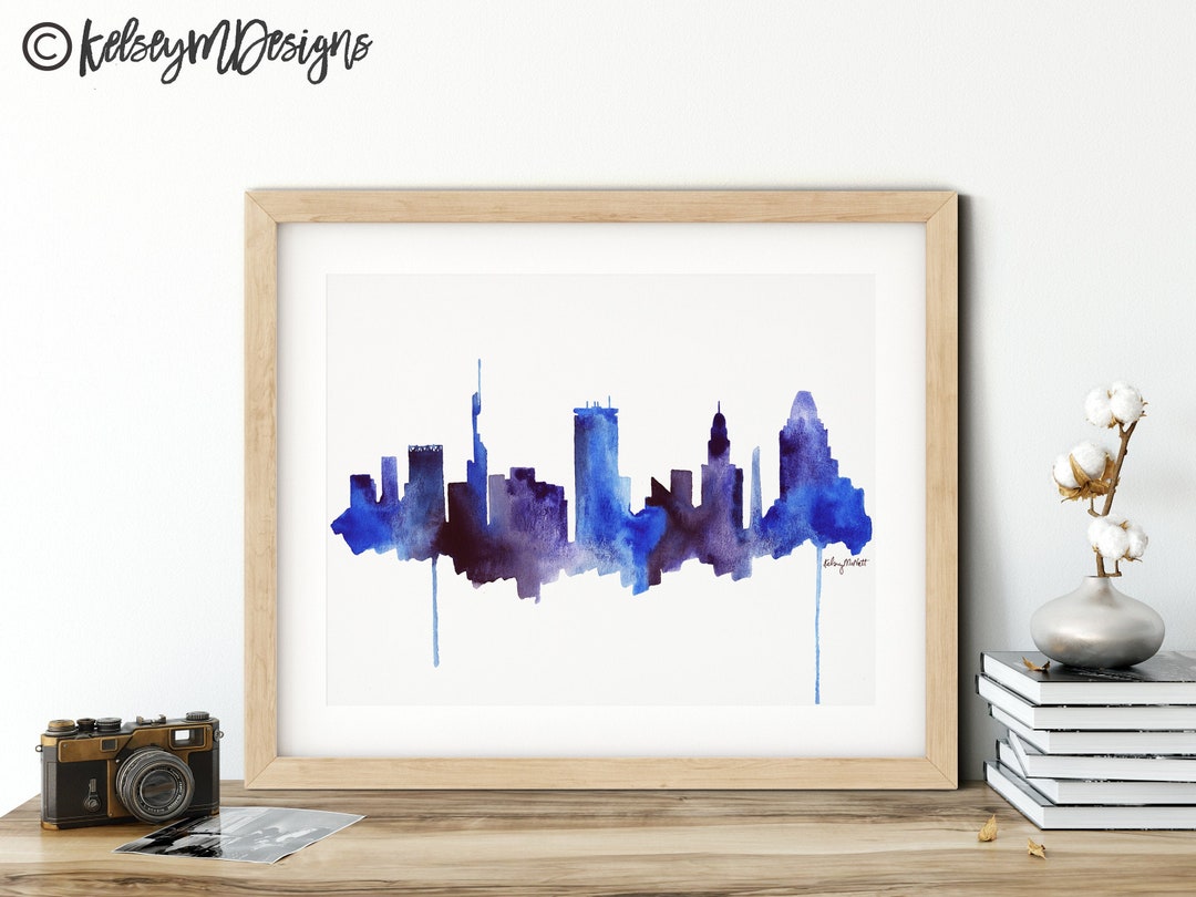 Baltimore Maryland Skyline Print, Baltimore Cityscape, Watercolor ...