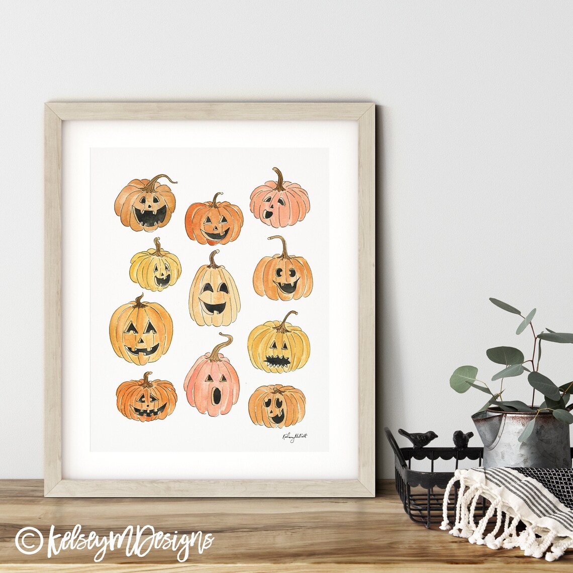 Halloween Pumpkin Wall Art Watercolor Painting Pumpkin Art - Etsy