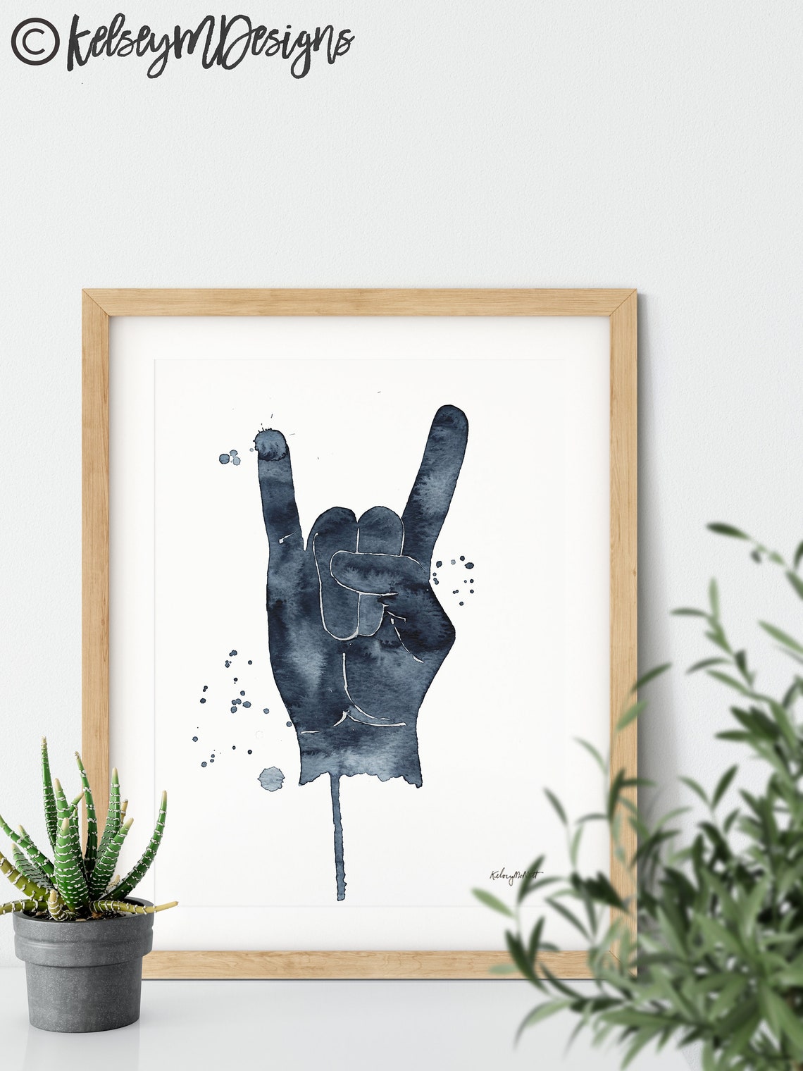 Rock on Sign Print, Watercolor Painting, Rock Poster, Boho Decor, Rock ...