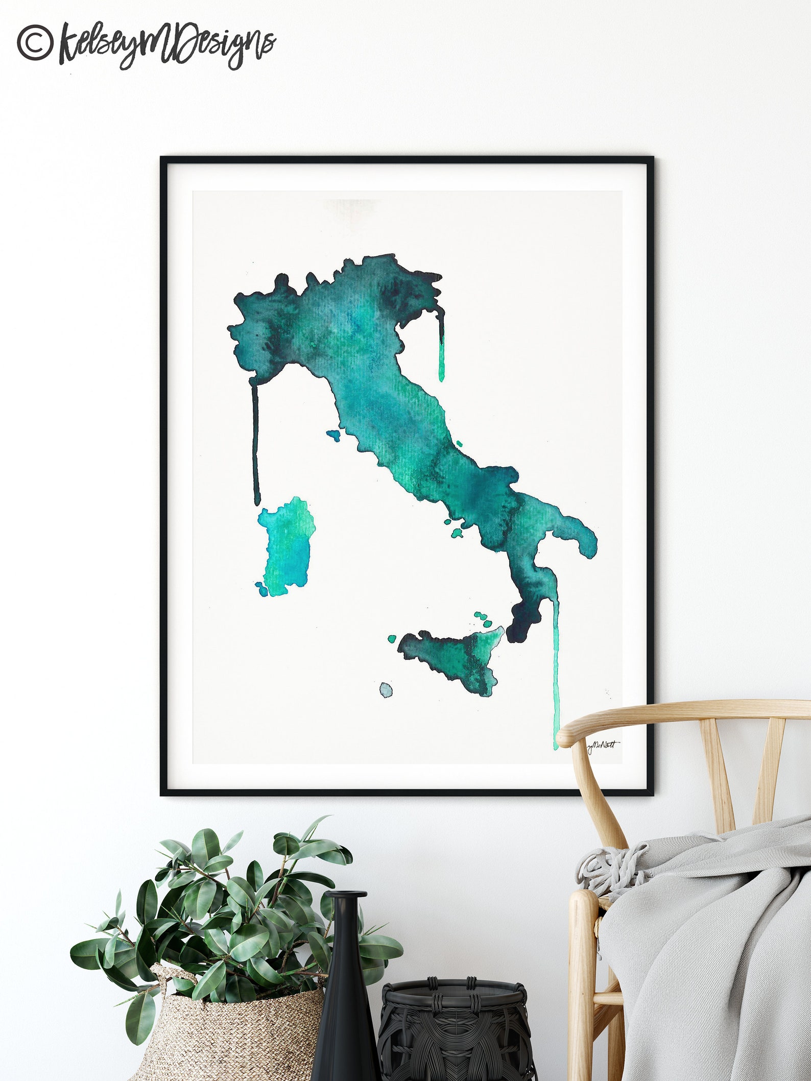 Italy Map Watercolor Print Italy Map Poster Wall Art Italy - Etsy