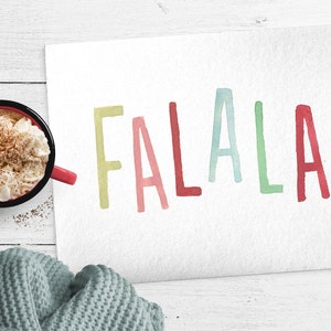 Colorful FA LA LA Christmas Print, Fun Holiday Decor, Pastel Christmas ...