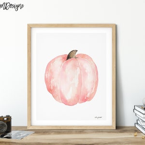 Pink Pumpkin Wall Art, Fall Pumpkin Art Print, Fall Farmhouse Decor ...