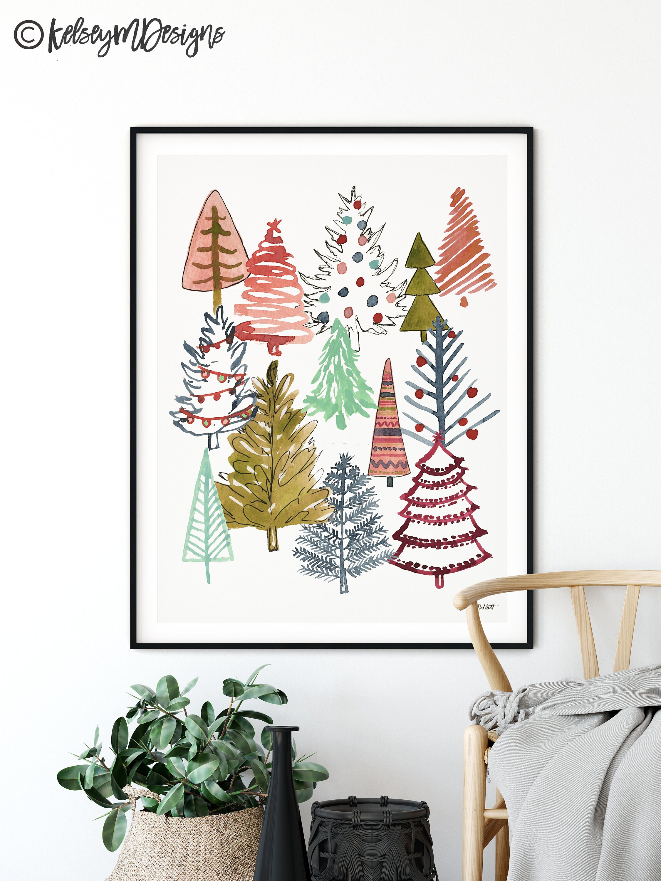 Christmas Tree Art Print, Christmas Wall Art, Seasonal Home Decor ...