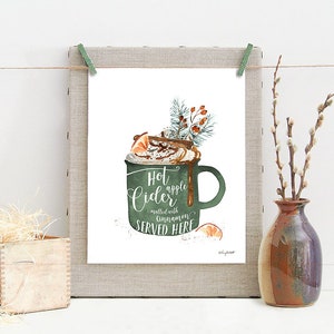 Hot Apple Cider Wall Art, Kitchen Art Print, Fall Wall Art, Fall Decor ...