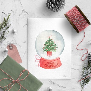 Christmas Tree Snow Globe Print, Merry Christmas Wall Art, Seasonal ...