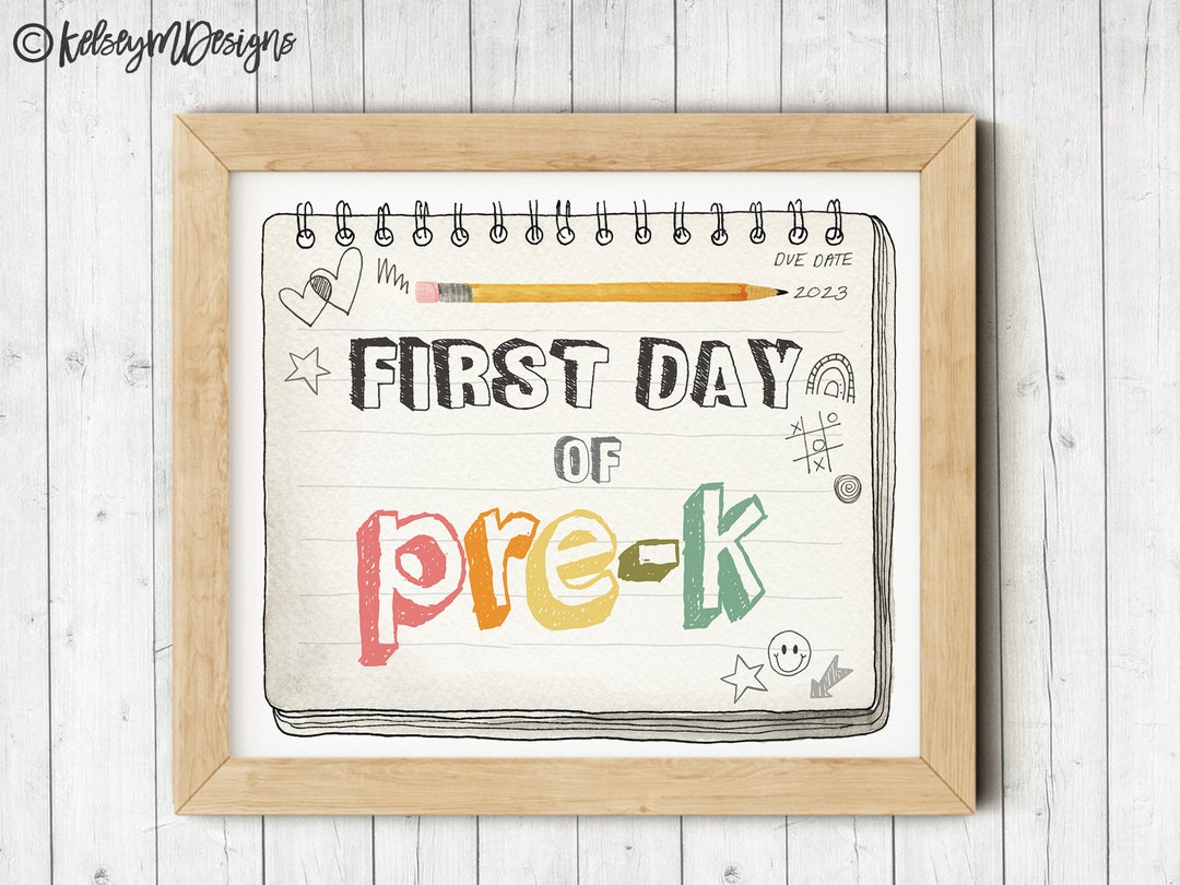 First Day of Pre-k Printable Sign, First Day of School Sign, Boho ...