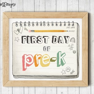 First Day of Pre-k Printable Sign, First Day of School Sign, Boho ...