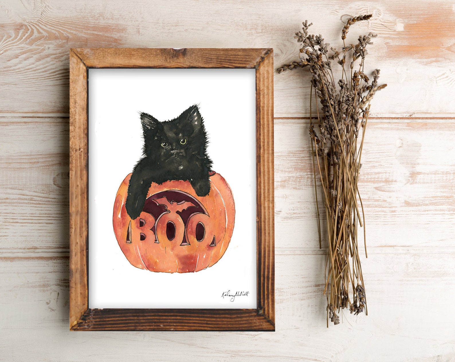 Halloween Black Cat Art Print Boo Wall Art Fall Home Decor - Etsy