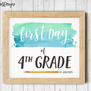 First Day of Fourth Grade Printable Sign, First Day of School Sign, 4th ...