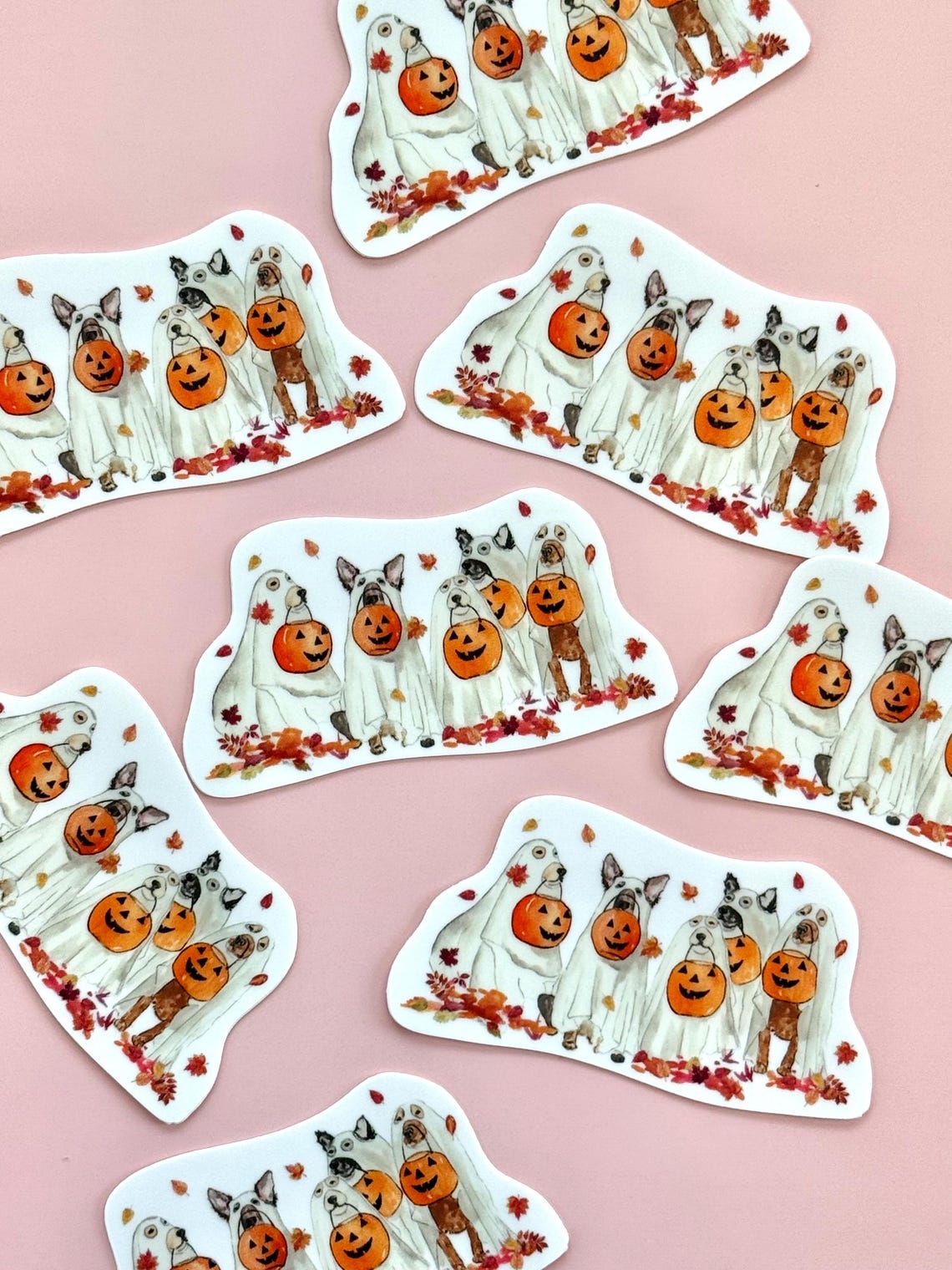 Ghost Dogs Halloween Sticker, Cute Dog Vinyl Sticker for Water Bottles ...