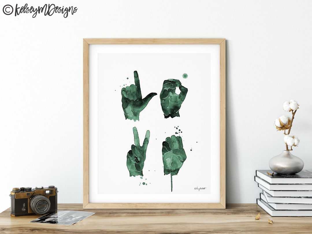 Love Sign Language Print, ASL Love Art, Valentines Day Art Print ...
